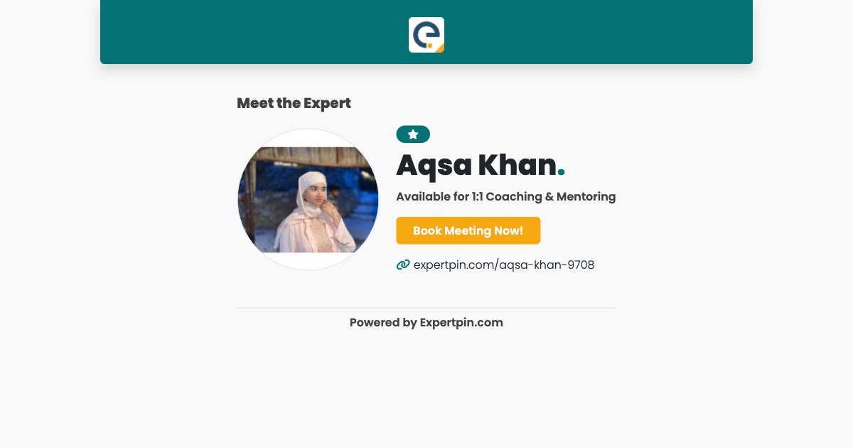 Aqsa Khan. E-meet on Expertpin