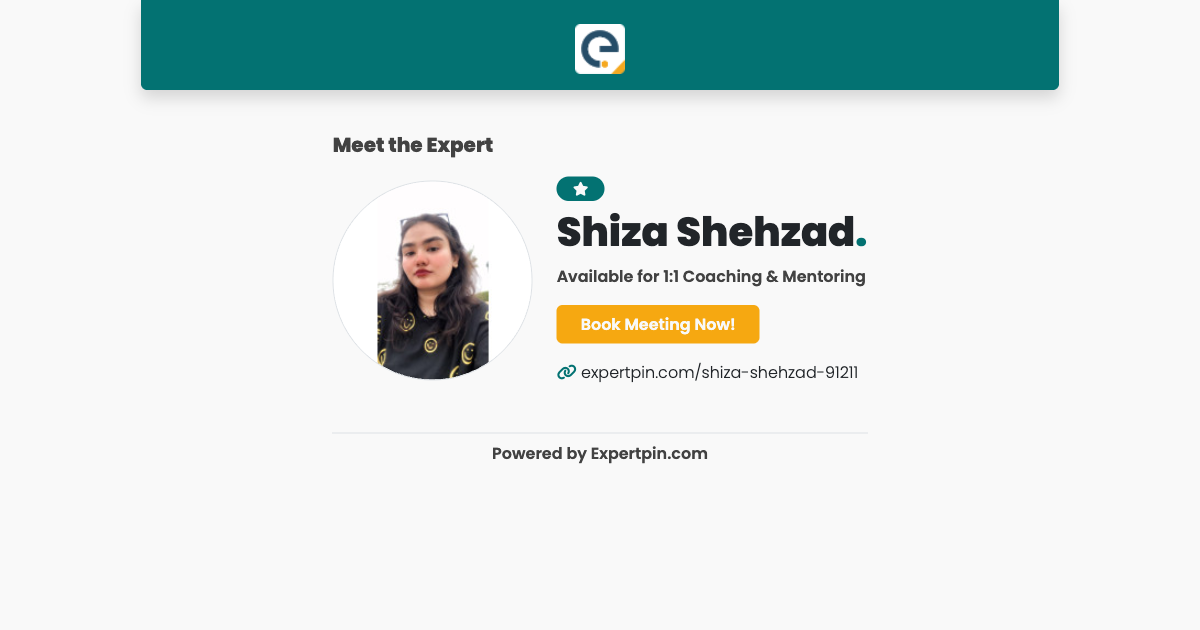 Shiza Shehzad - 1:1 Meeting on Expertpin